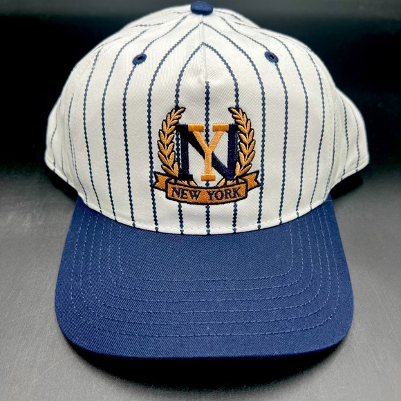 Accessories | Mens White And Blue Striped New York Ball Cap Ages 14 Up ...